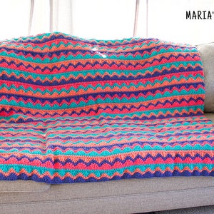 Crochet Chevron and Waves Blanket Pattern, PDF Crochet Pattern Download ...