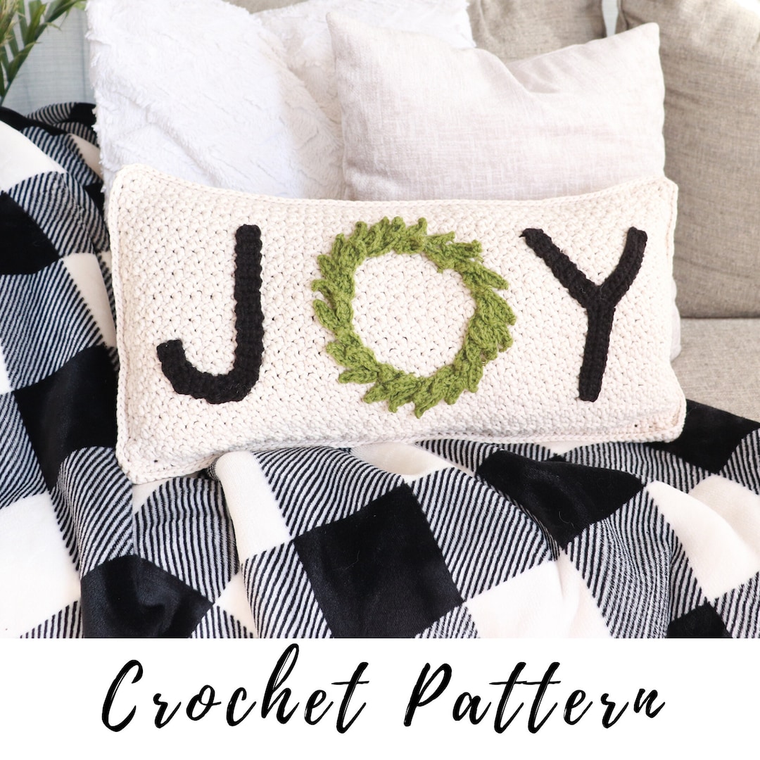 JOY Crochet Pillow Pattern, Decorative Pillow, JOY Pillow Pattern, Home ...