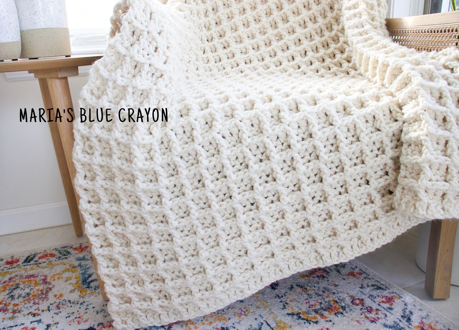 Crochet Blanket Pattern With Super Bulky Yarn, Thick Warm - Etsy