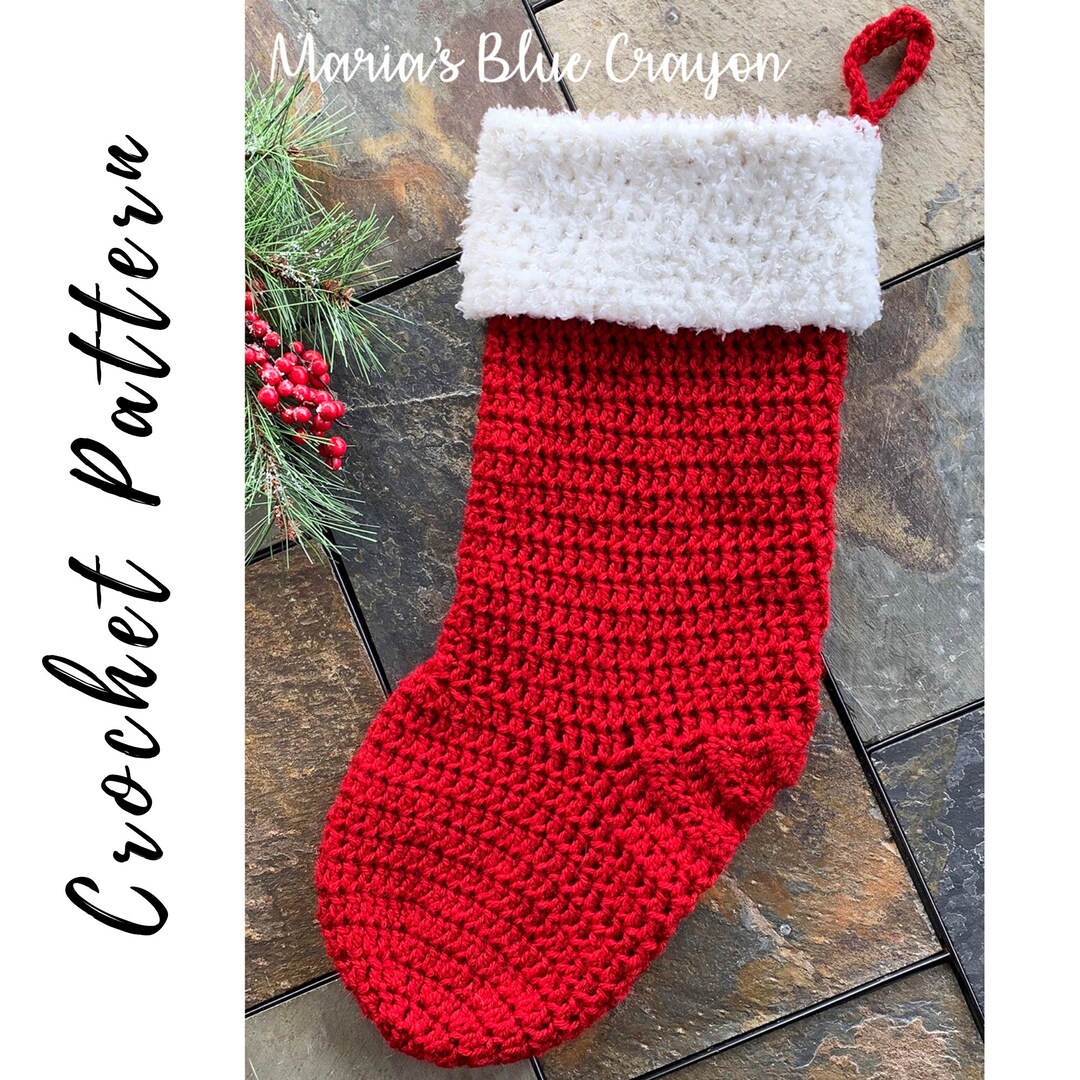 Crochet Christmas Stocking Pattern, Traditional Red Stocking (PDF ...