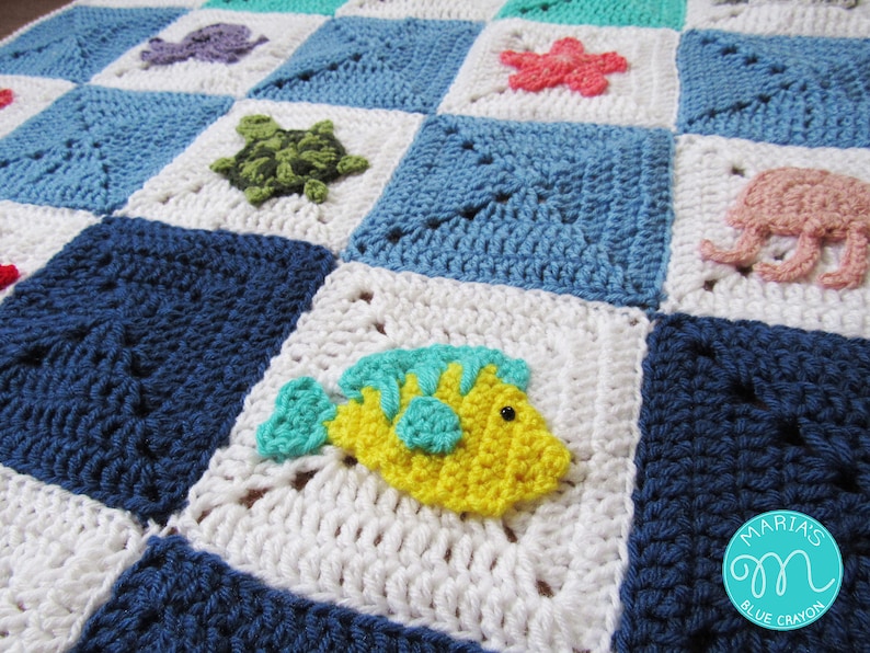 Crochet Ocean Blanket Pattern Crochet Sea Creature Blanket | Etsy
