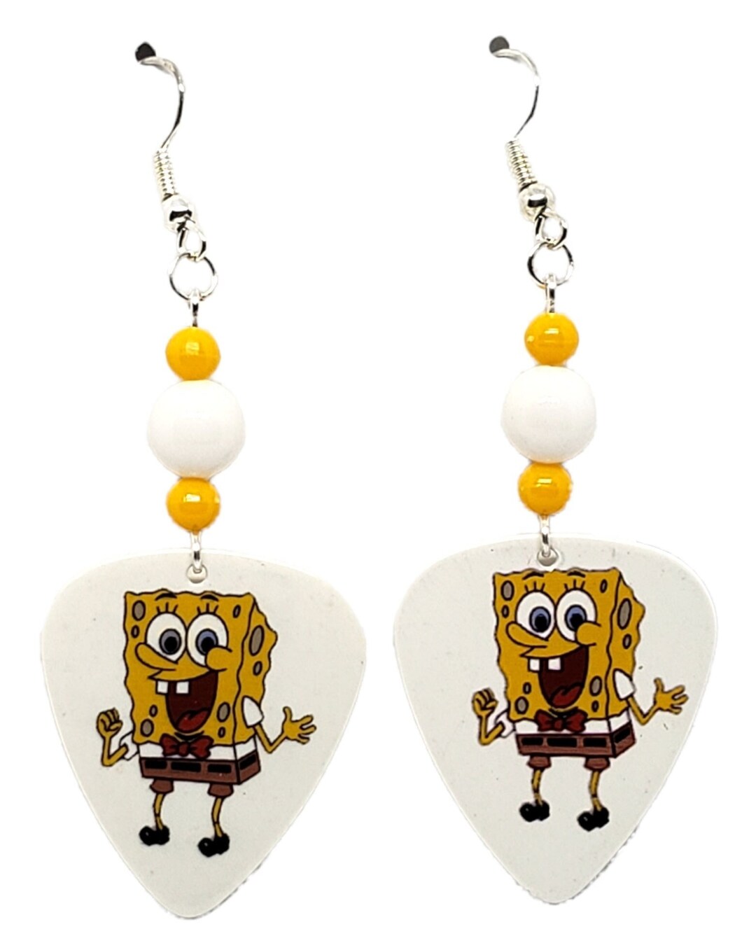 SPONGEBOB SQUAREPANTS Cartoon Guitar Pick Beaded Earrings - Etsy