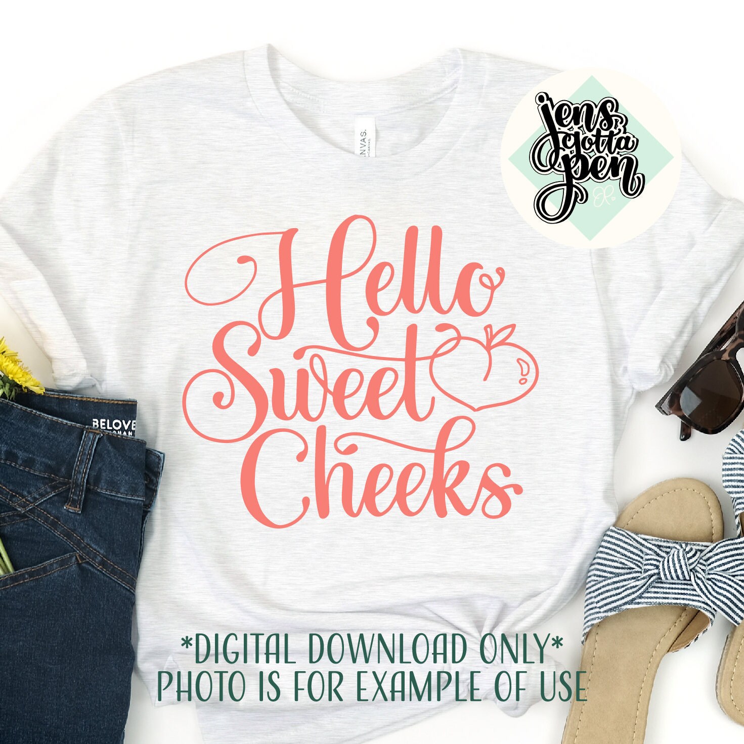 Hello Sweet Cheeks Svg File for Cricut, Georgia Peach Svg for Shirts ...