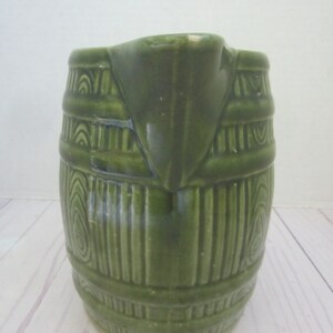 Vintage Green Stoneware Pitcher - Etsy