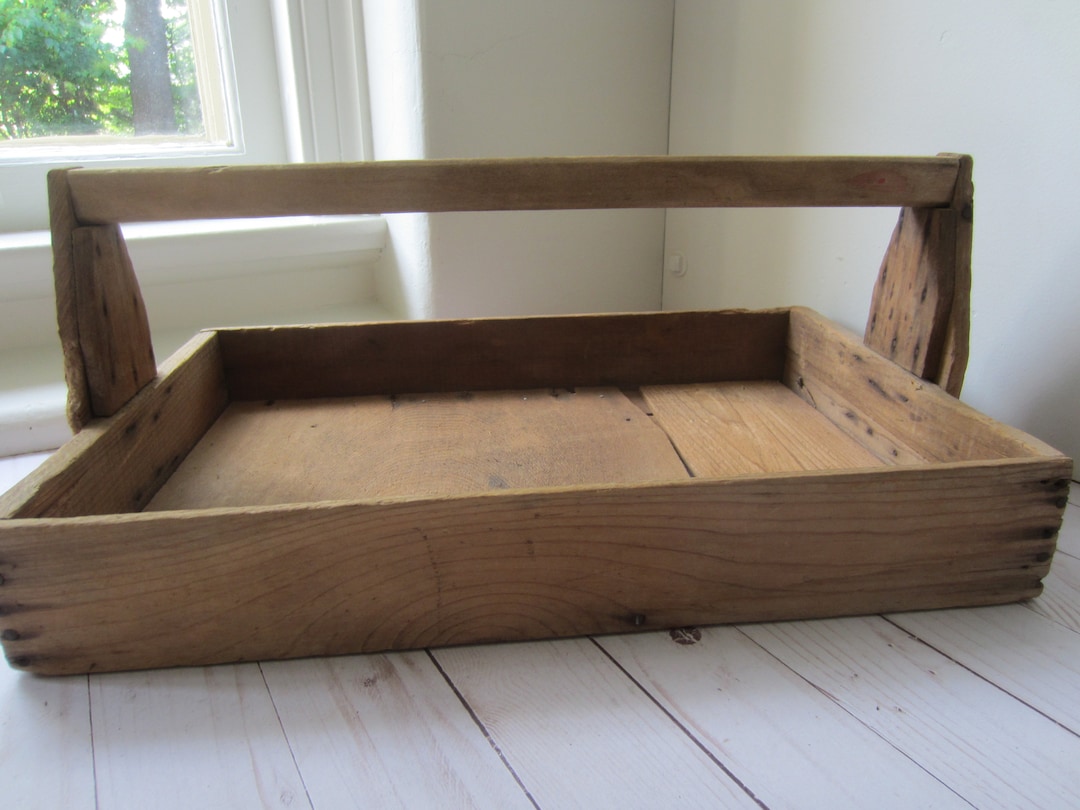 Vintage Wood Berry Crate Wooden Crate Vintage Wood Carrier With Handle ...