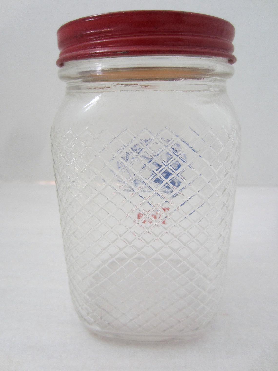 Glass Tea Jar Vintage Tea Jar Square Waffle Jar Kitchen Decor | Etsy