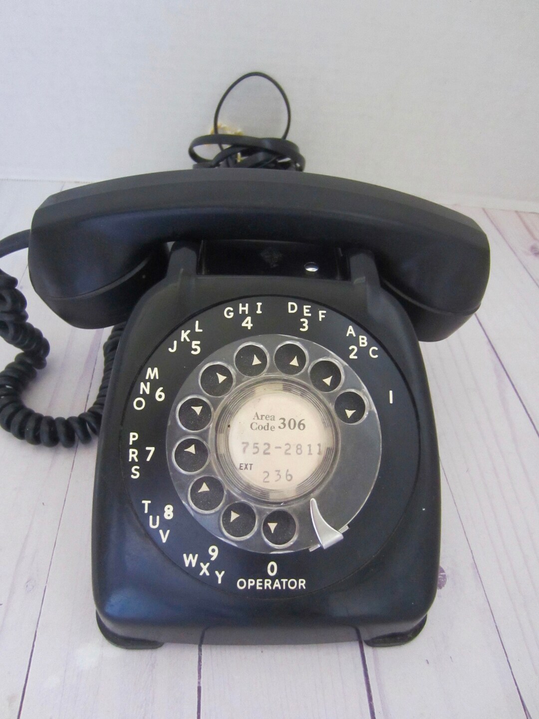 Vintage 1950's Black Rotary Phone - Etsy