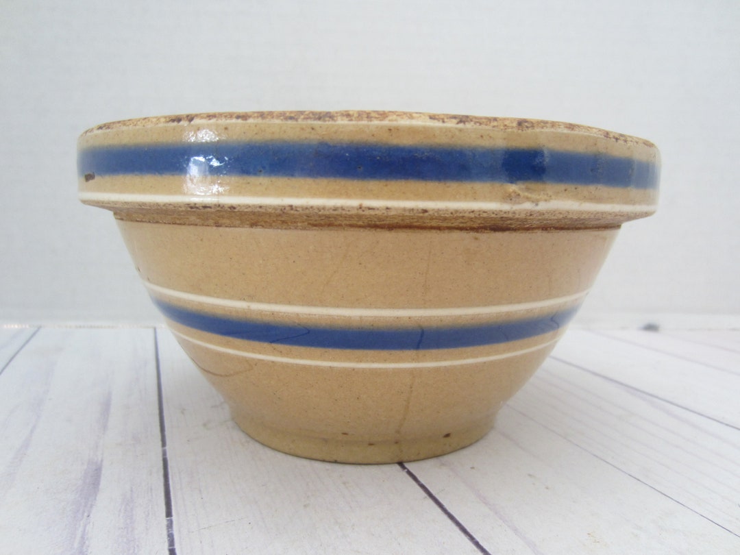 Vintage Stoneware Bowl Blue Band Yelloware 7 Inch Bowl - Etsy