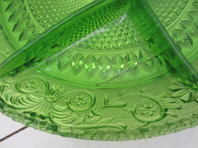 Vintage Green Depression Glass Plate Antique Depression - Etsy
