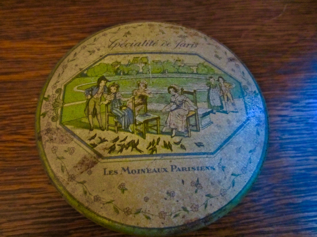 Antique French Tin Collectible Tins Bath Decor Home Decor French Powder ...