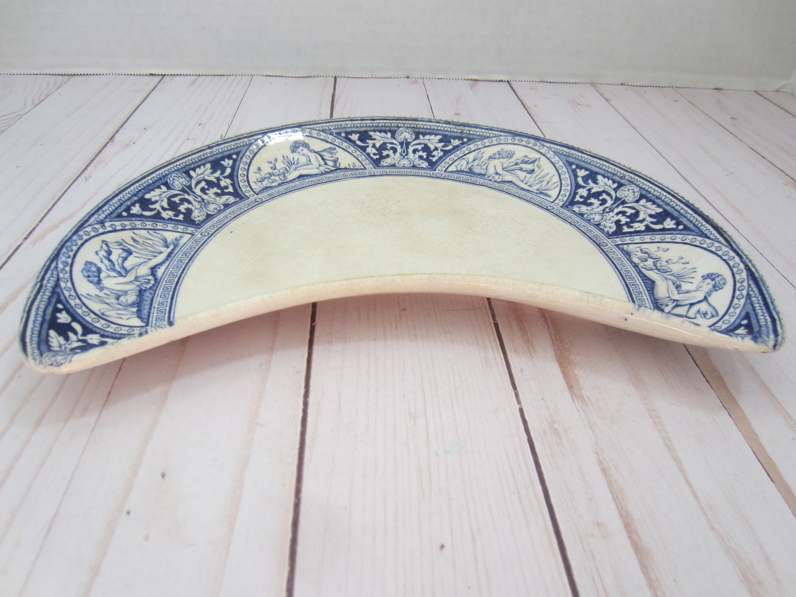 Antique Half Plate 1800s Half Plate Blue and White Half Moon - Etsy