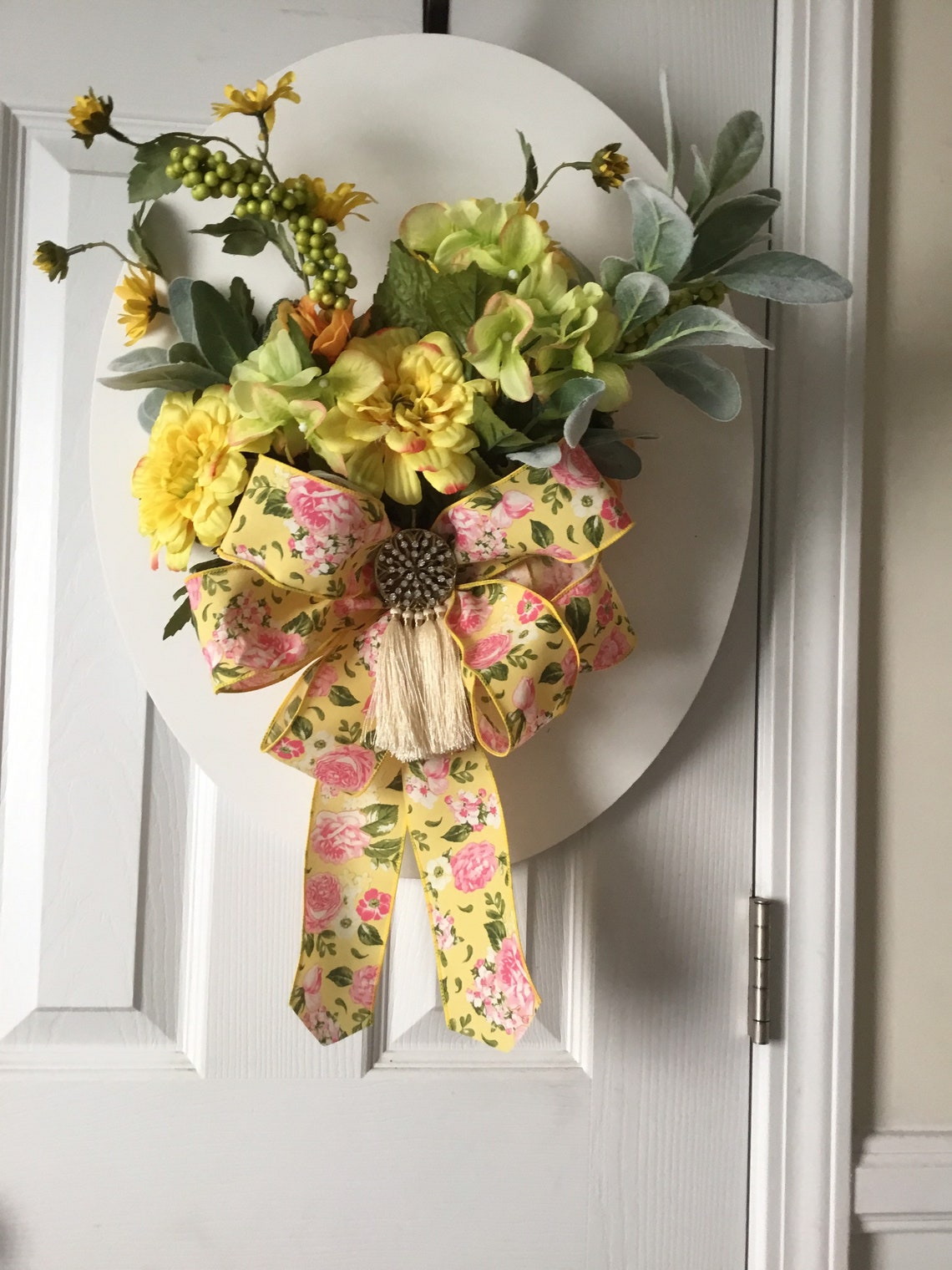 Canvas wall hanger flower decorSpring door decorInside door | Etsy