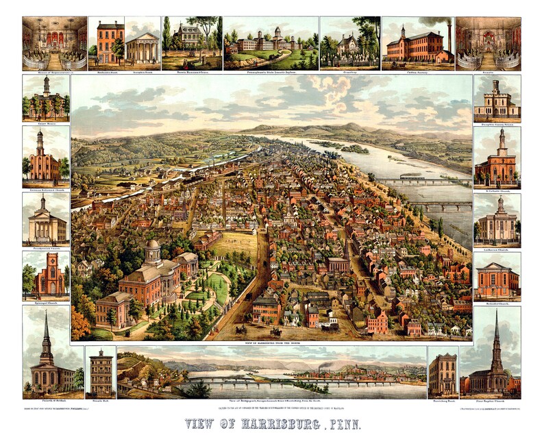 Harrisburg Pennsylvania Digital Map - Etsy