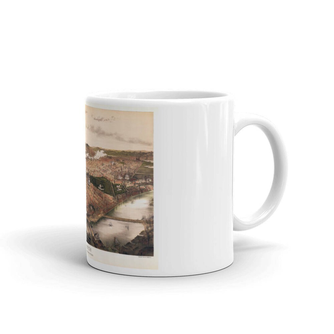 Coffee Mug - Panoramic Map or Boston 1877 - Etsy