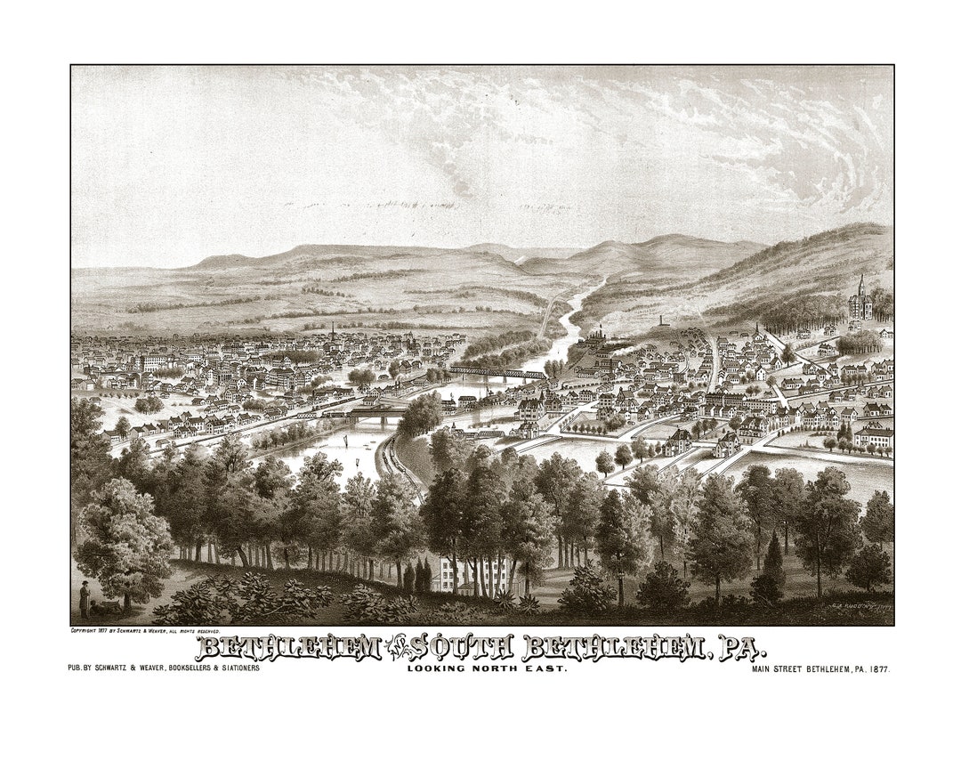 Bethlehem and South Bethlehem Pennsylvania Digital Map - Etsy