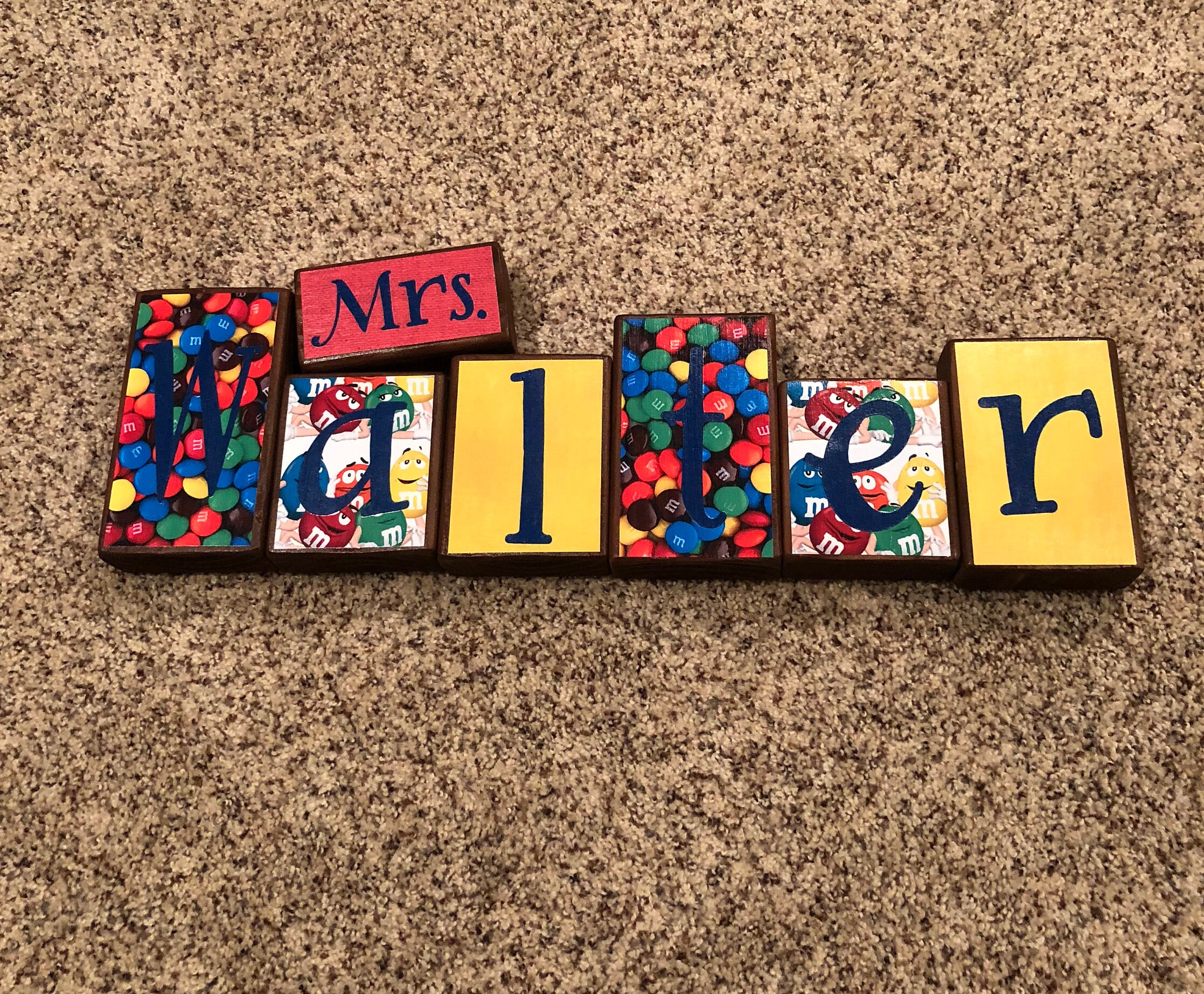 Teacher's Name Blocks M & M's - Etsy