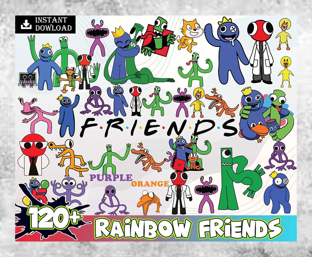 120 Rainbow Friends Clipart PNG Bundle Blue PNG Bundle - Etsy