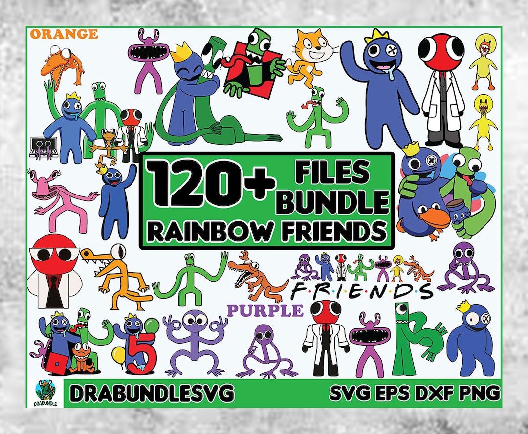 120 Rainbow Friends Clipart PNG Bundle Blue PNG Bundle - Etsy