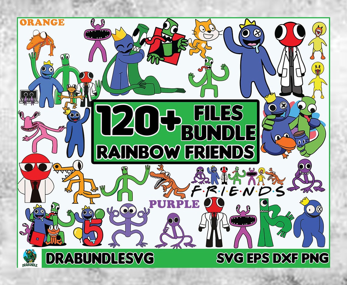 120 Rainbow Friends Clipart PNG Bundle Blue PNG Bundle - Etsy