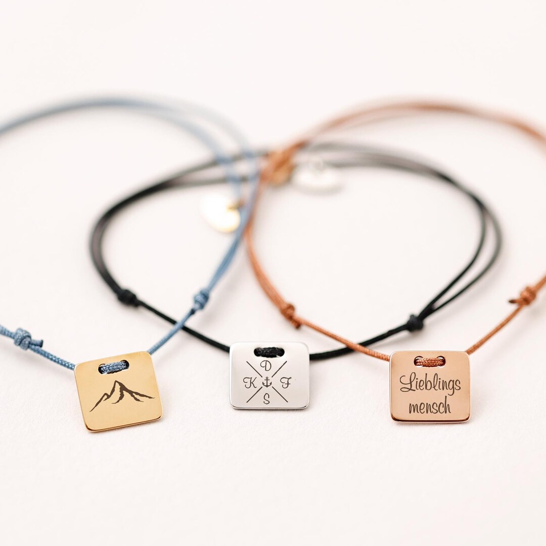 Personalized Square Disc Bracelet - Custom Engraving - Engraved ...