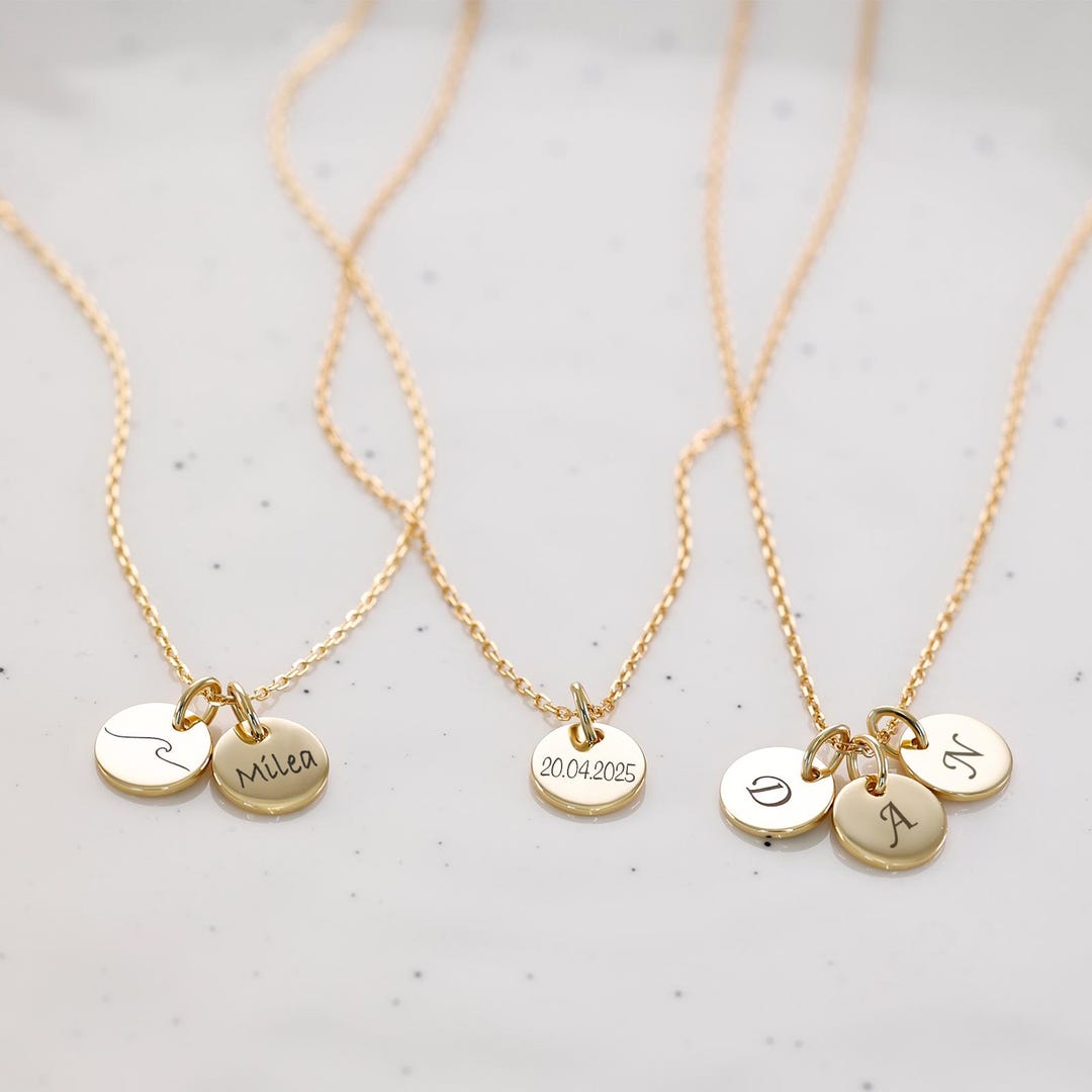 925s Personalized Necklace With Two Discs，engraved Necklace in Silver ...