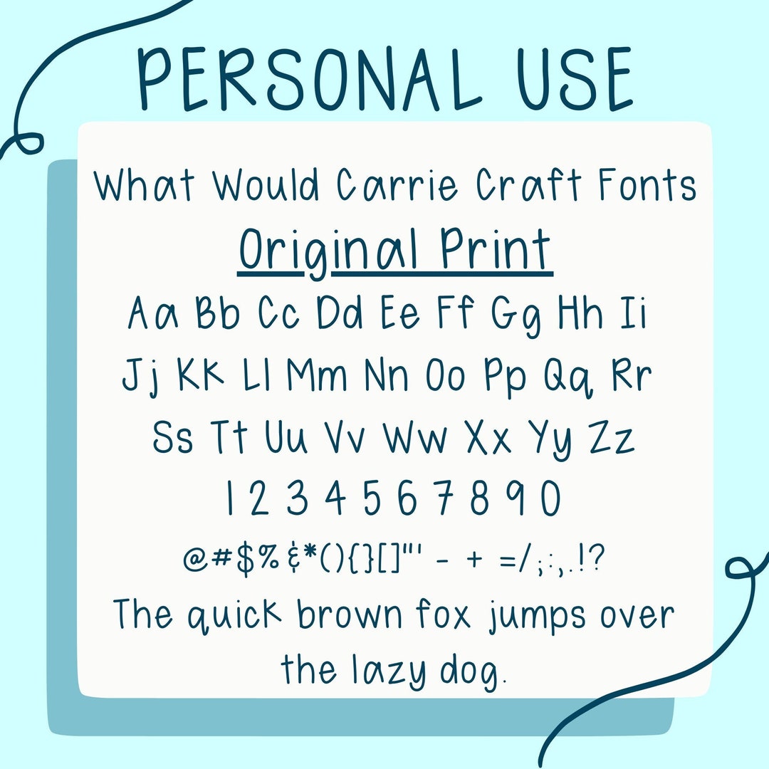 What Would Carrie Craft Fonts - Original Print | Instant Download - Etsy