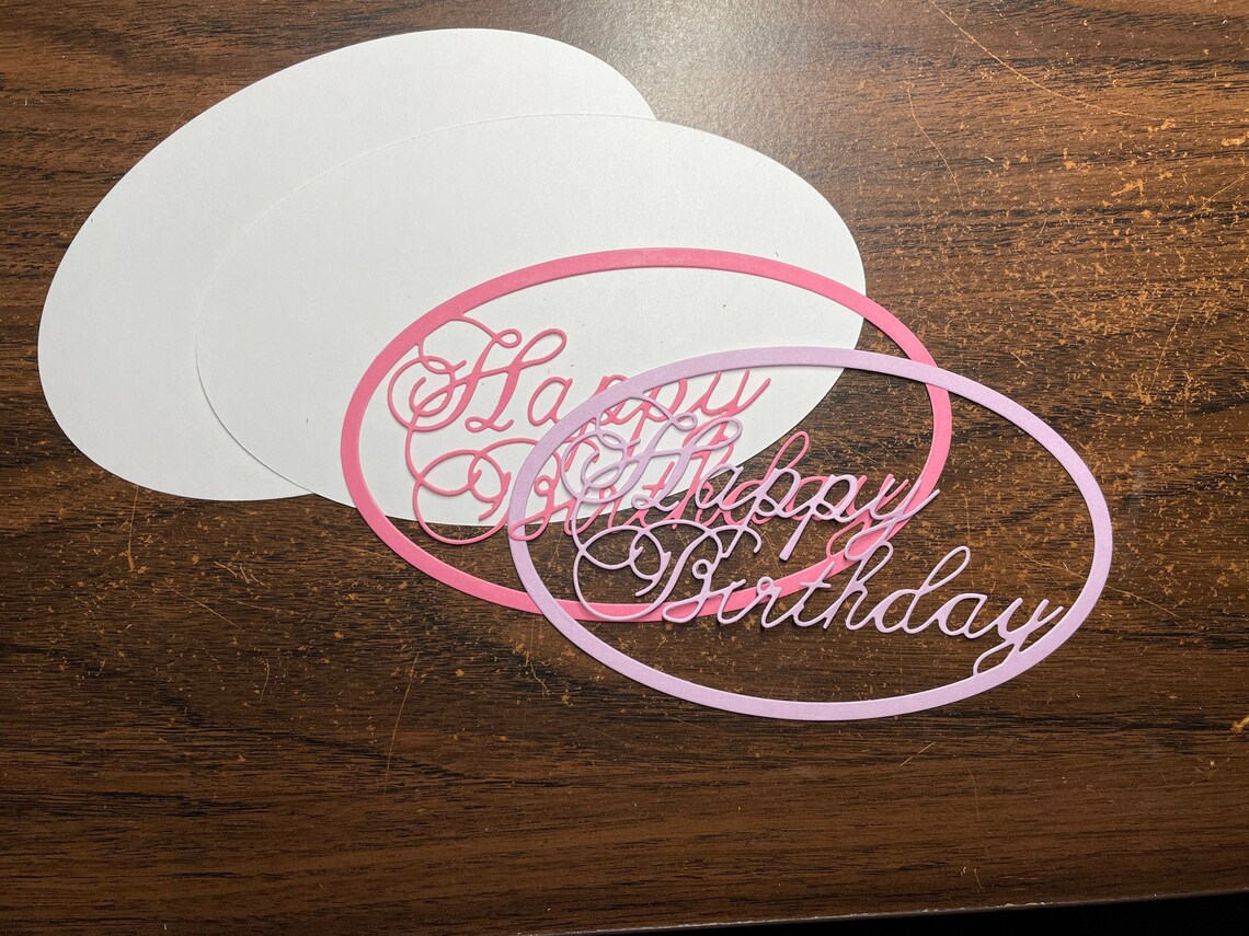 2 Oval Background and 2 Happy Birthday Overlays Die Cuts - Etsy