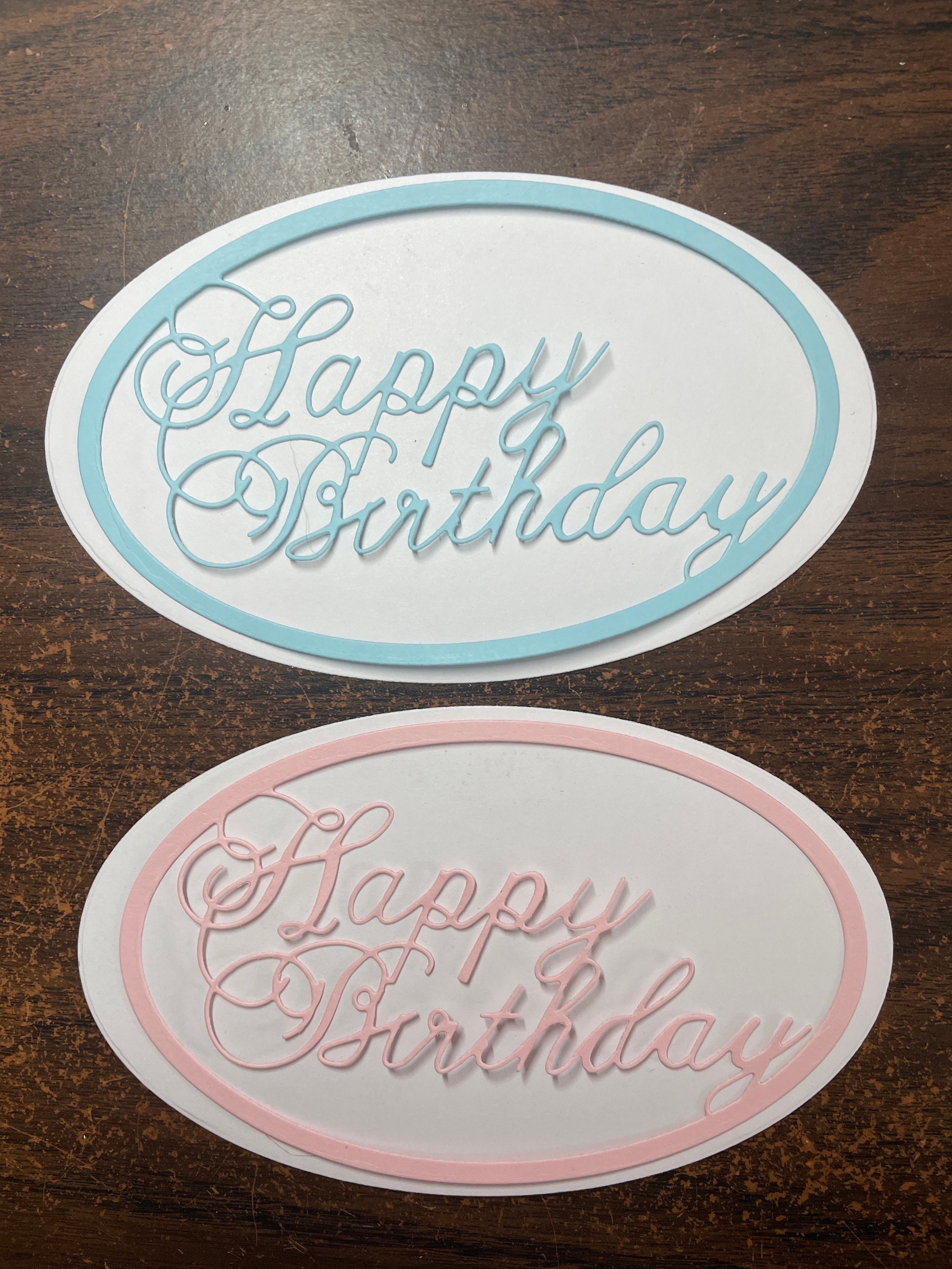2 Oval Background and 2 Happy Birthday Overlays - Die Cuts ~ Card Stock ...