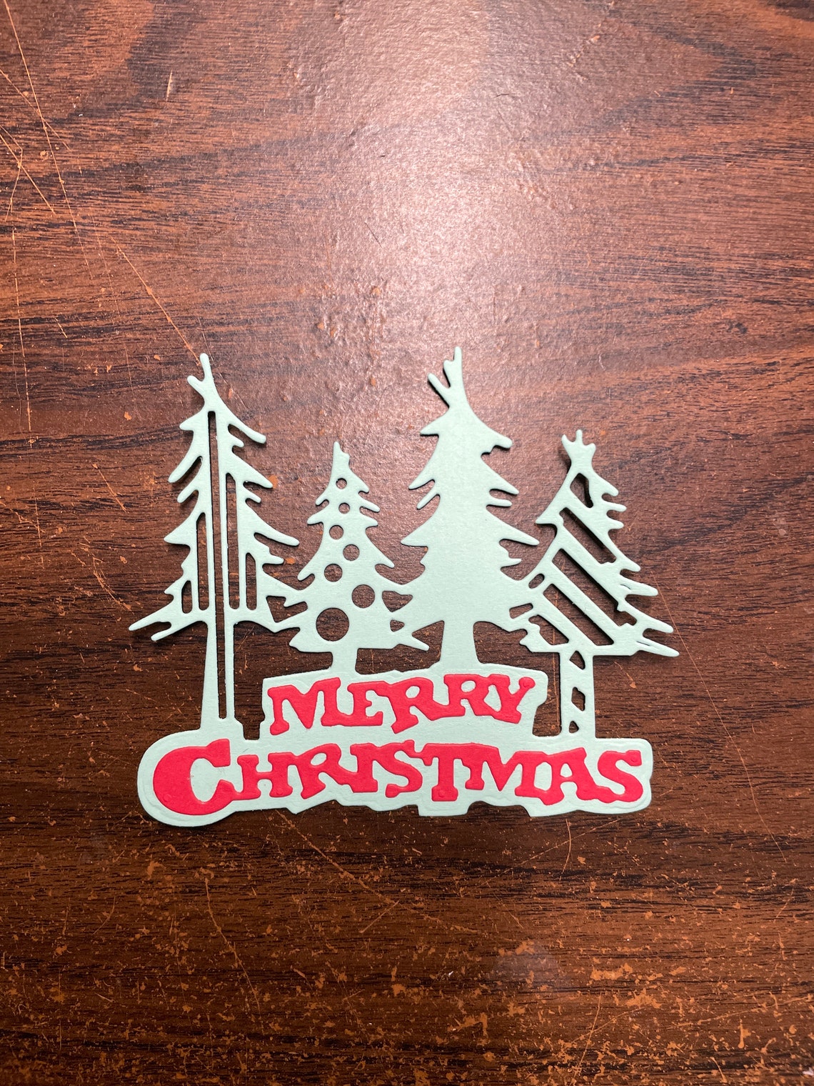 3 Christmas Card Overlays - Snowflake Frame, Trees and Cabin - Die Cuts ...