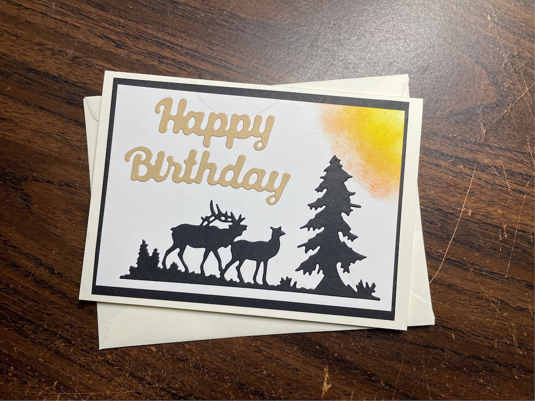 Elk Happy Birthday Card - Etsy