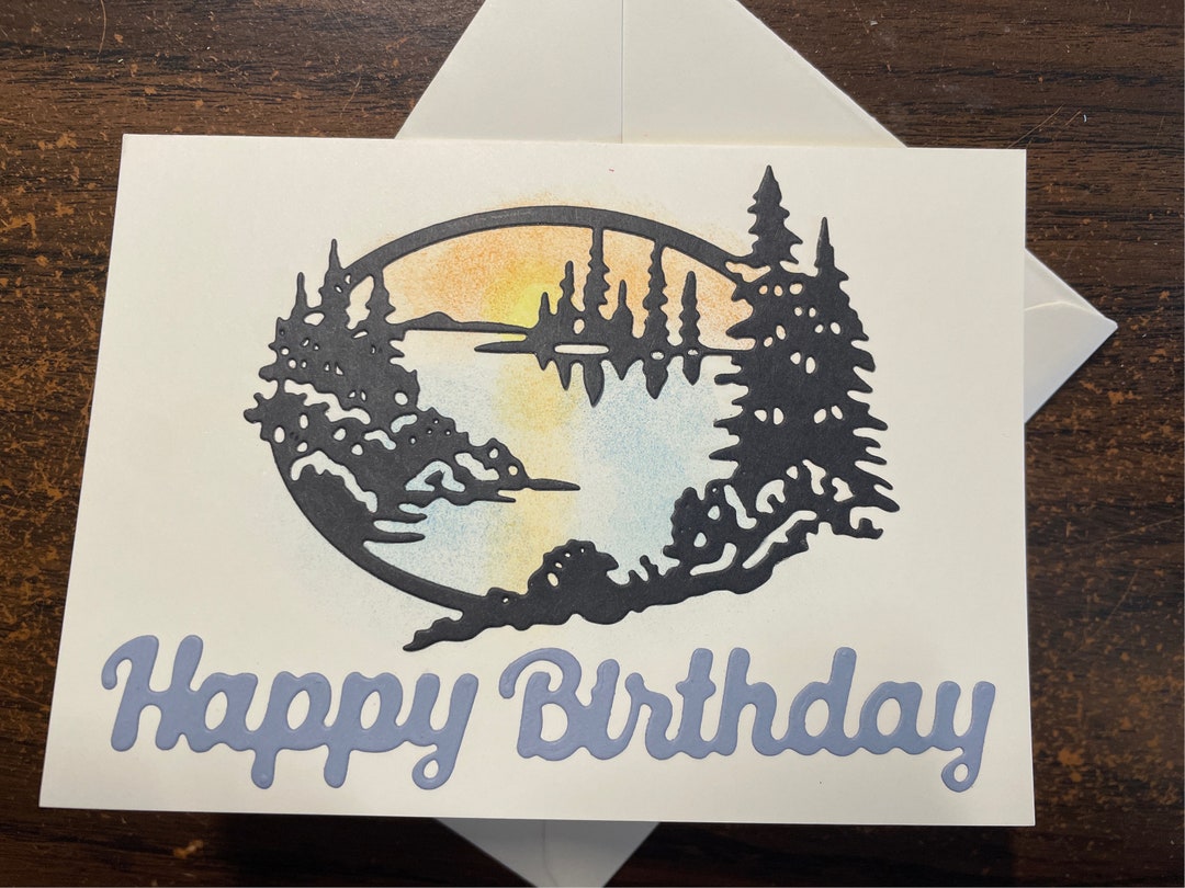 Sunset on the Lake Happy Birthday Card - Etsy