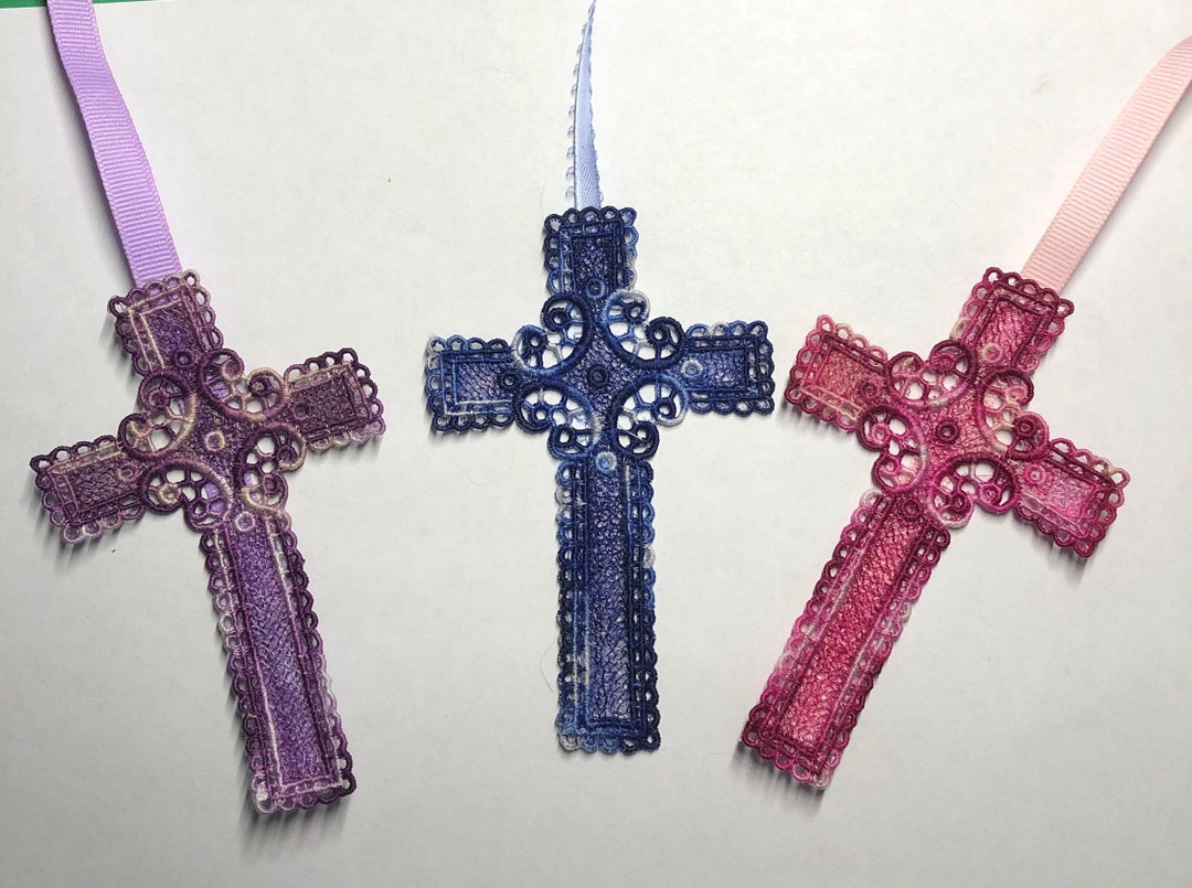 Machine Embroidery, Crocheted Lace Cross Bookmark - Etsy