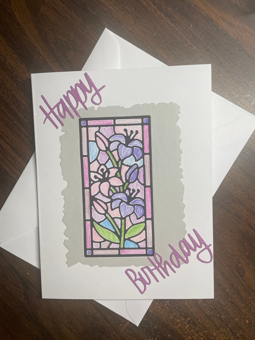 Stained Glass Happy Birthday Card - Etsy