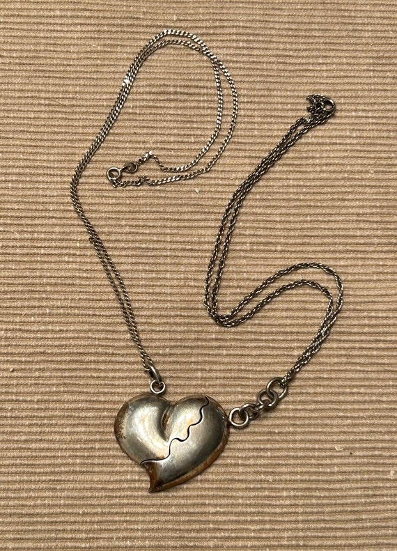 Romantic sterling silver puzzle piece heart chains - Gem