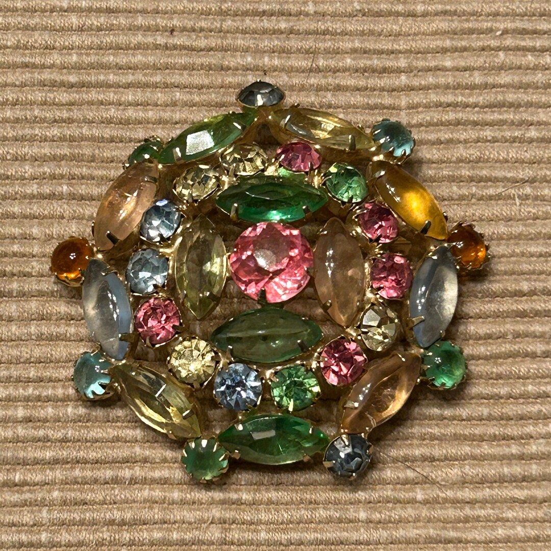 Vintage Pastel Colored Gemstone Costume Brooch - Etsy