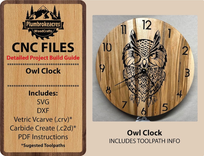 Owl Clock SVG Digital File, Dxf File, Carbide Create File, CNC Router ...