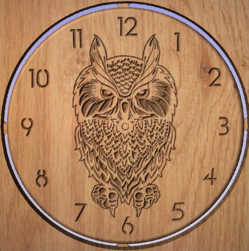 Owl Clock SVG Digital File, Dxf File, Carbide Create File, CNC Router ...