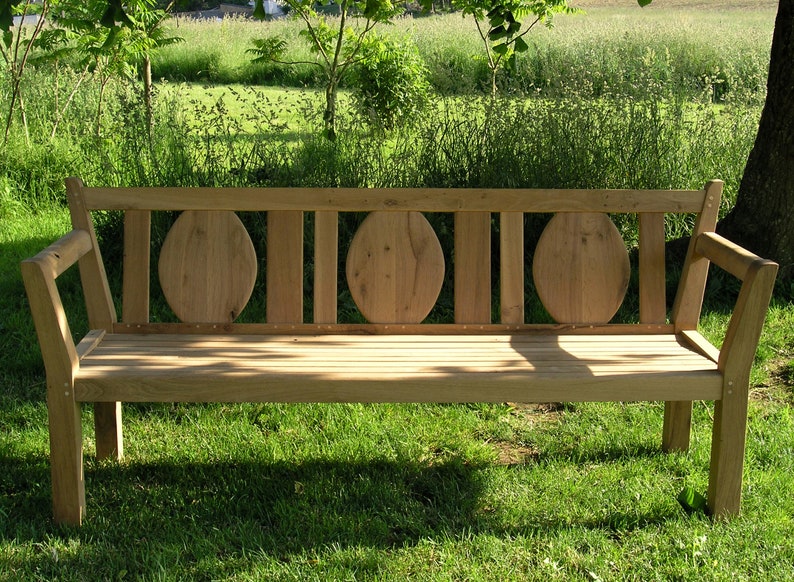 Bespoke Oak Garden Bench With Leaf Design - Etsy UK