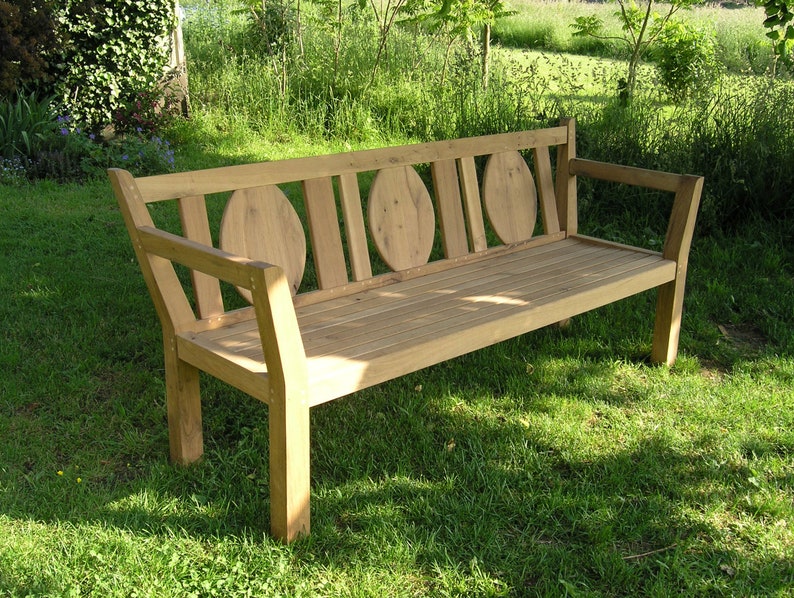 Bespoke Oak Garden Bench With Leaf Design - Etsy