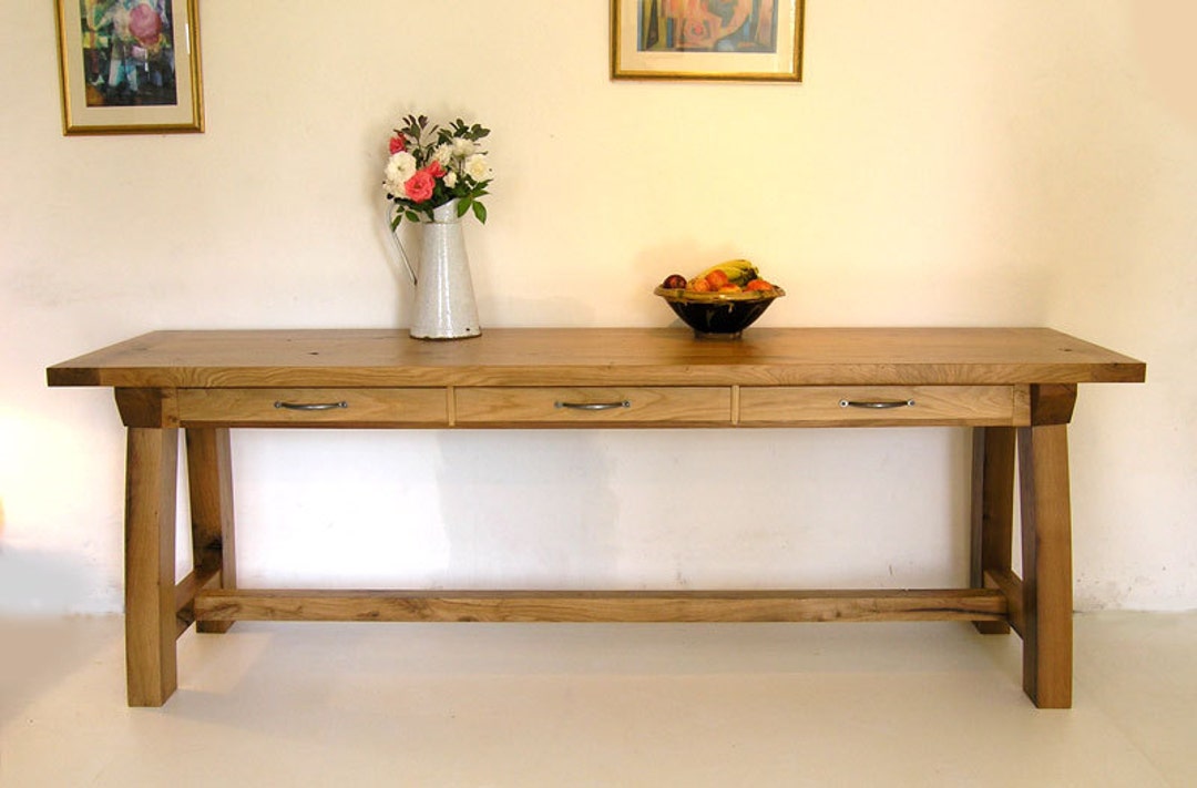 Large Contemporary Oak Console Table - Etsy