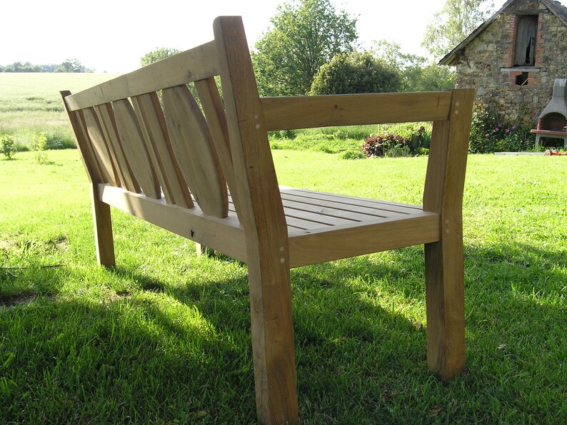 Bespoke Oak Garden Bench With Leaf Design - Etsy