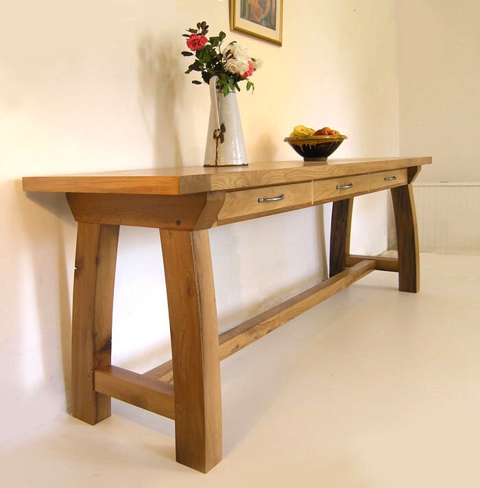 Large Contemporary Oak Console Table - Etsy