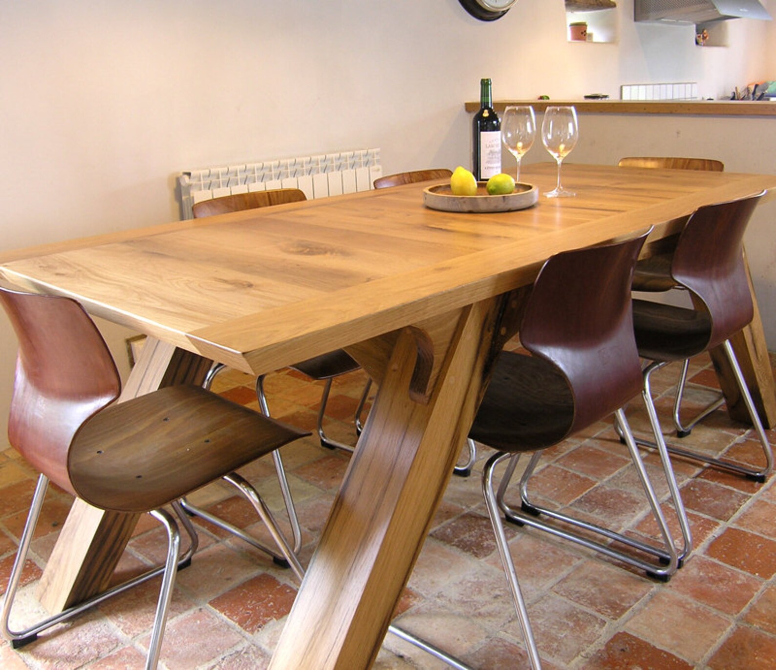 Angled Leg Oak Desk Dining Table - Etsy