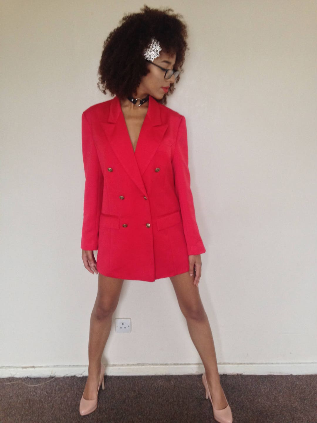 Vtg 80'S NAUTICAL Lipstick Red ANCHOR Buttons Blazer M - Etsy