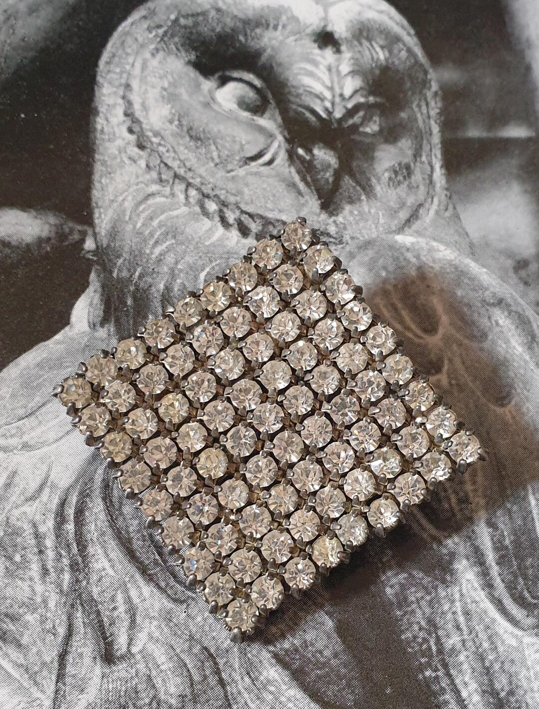 Vintage 30's Art Deco Antique Goth Square Rhinestone Brooch - Etsy