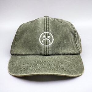 Sad Face Embroidered Cap || Vintage Style Washed Low Profile Dad Cap 6 ...