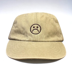Sad Face Embroidered Cap || Vintage Style Washed Low Profile Dad Cap 6 ...