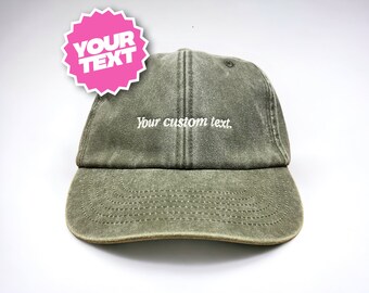 Customised Your Own Text Bespoke Embroidered Cap || Italic Serif ...