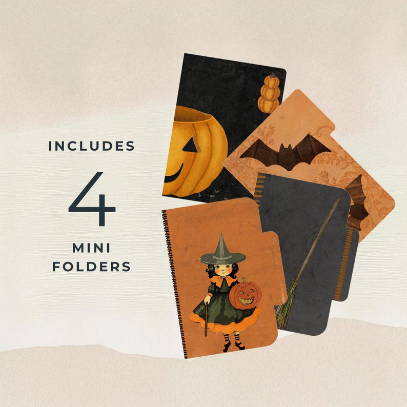 Retro Halloween Printable Mini File Folders - Cute October Scrapbooking ...