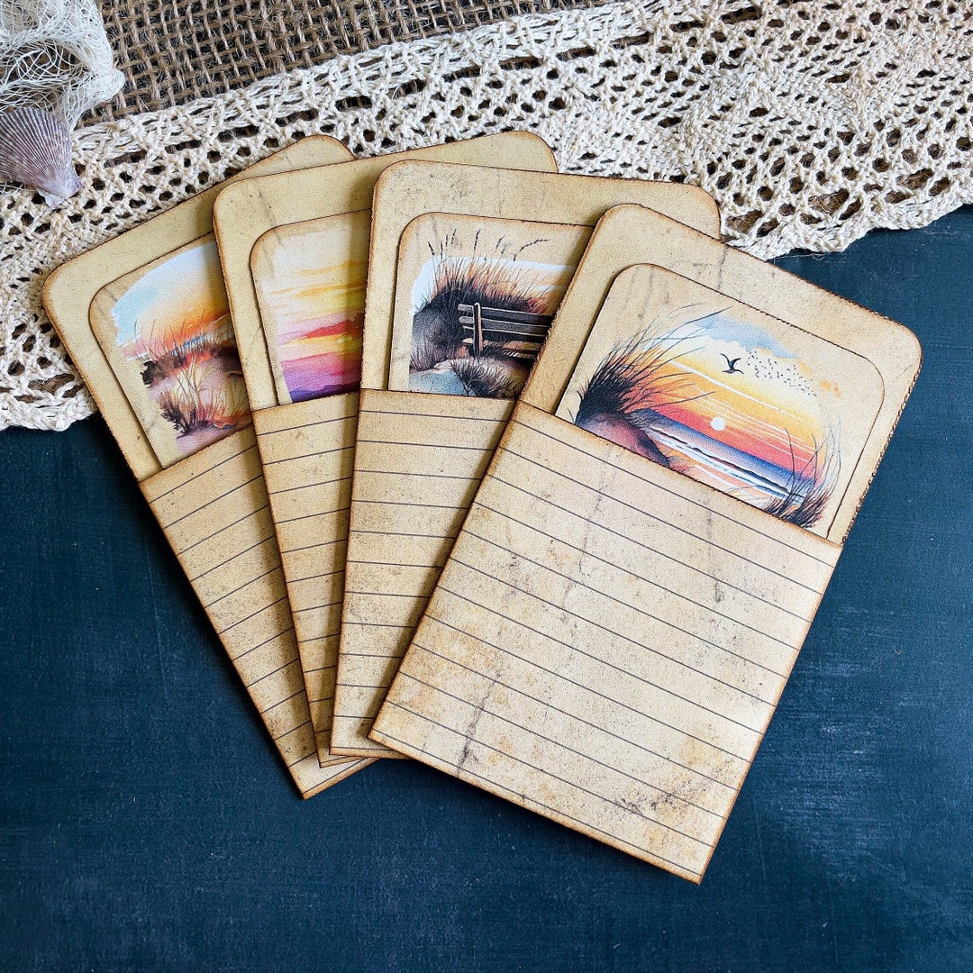 Beach Sunset Library Pockets and Journaling Card Set - Shoreline Junk ...